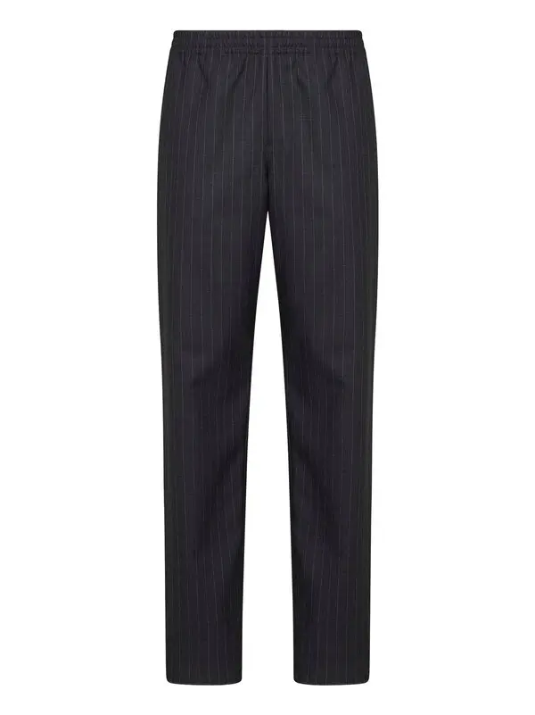 Burberry Iron Grey Pinstriped Wool Track Trousers - Multicolor