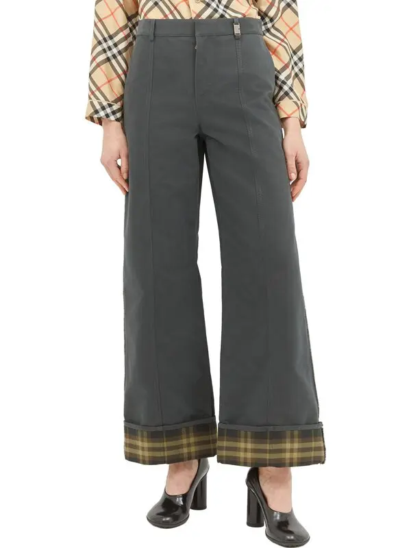 Burberry Check Cuffs Pants - Gray