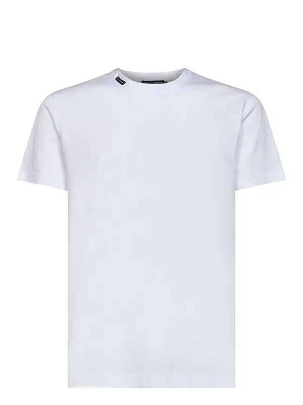 Dolce & Gabbana White Cotton Jersey T-shirt With Logo Label - Multicolor