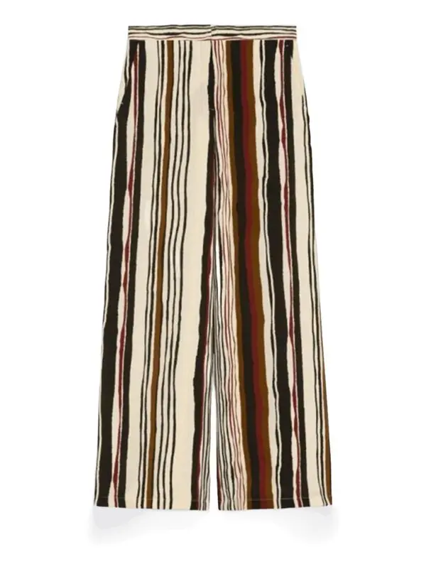 Max Mara Silk Striped Trousers - Red