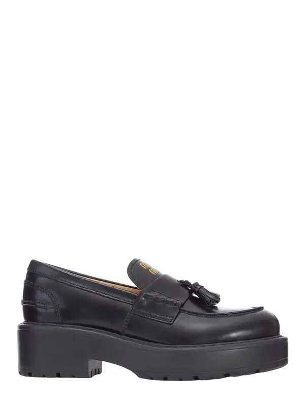 Miu Miu Leather Tassel Loafers - Black