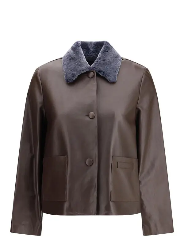 Marni Leather Jacket With Shearling Collar - Brown