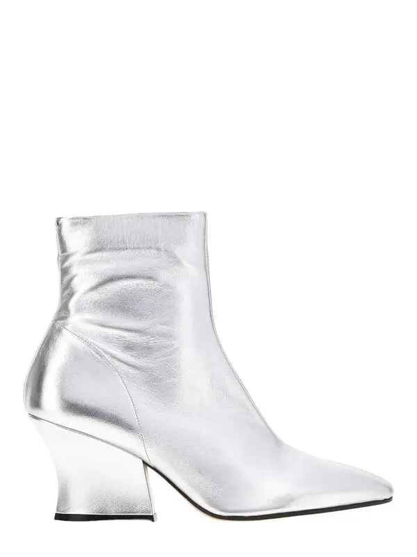 JIL SANDER Leather Lune Ankle Boots - Silver