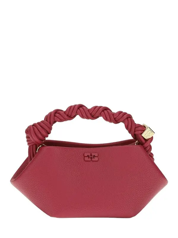 GANNI Bou Handbag In Grained Leather - Red