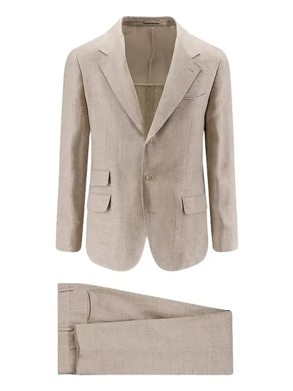 Brunello Cucinelli Neutrals Suits Single Breasted Suits - Cream