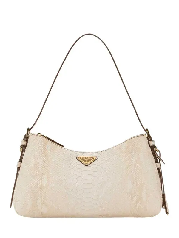 Prada Aimee Medium Python Leather Bag - Cream