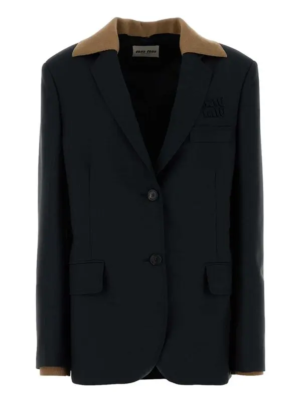 Miu Miu Single-breasted Virgin Wool And Mohair Blazer - Blue