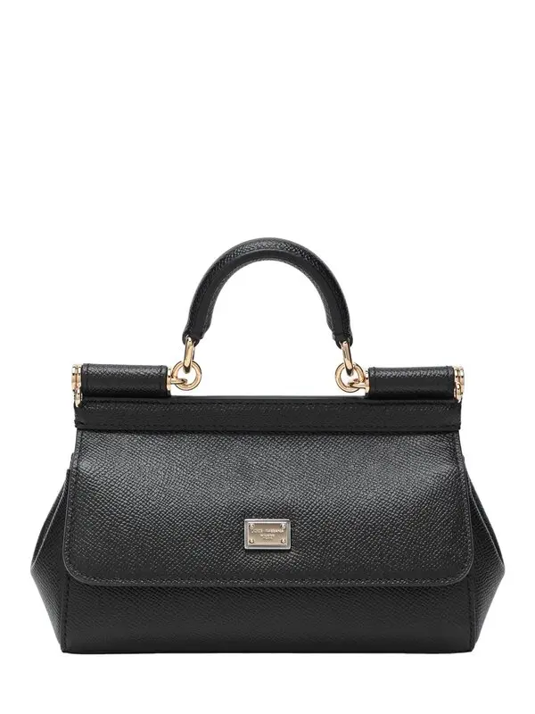 Dolce & Gabbana Grained Leather Small Sicily Handbag - Black