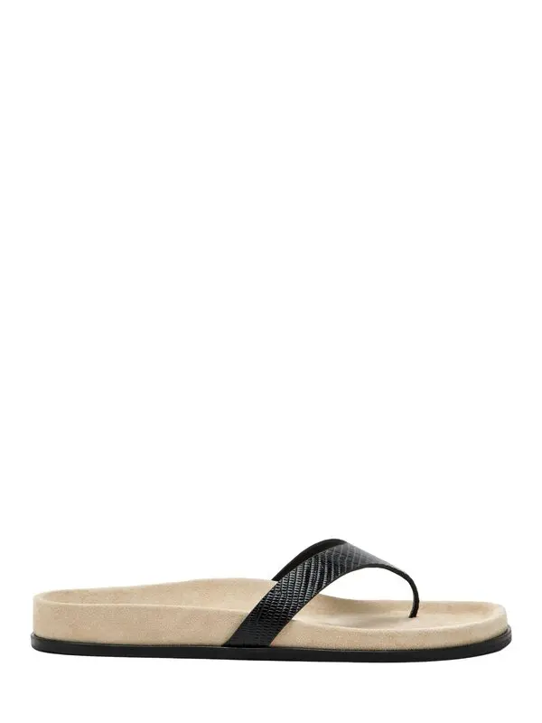 TOTEME Beige/ Lizard-effect Leather Flip-flops - Black