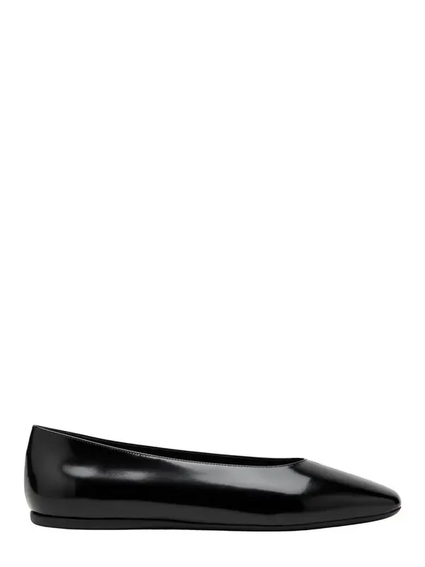 Prada Brushed Leather Ballet Flats - Black