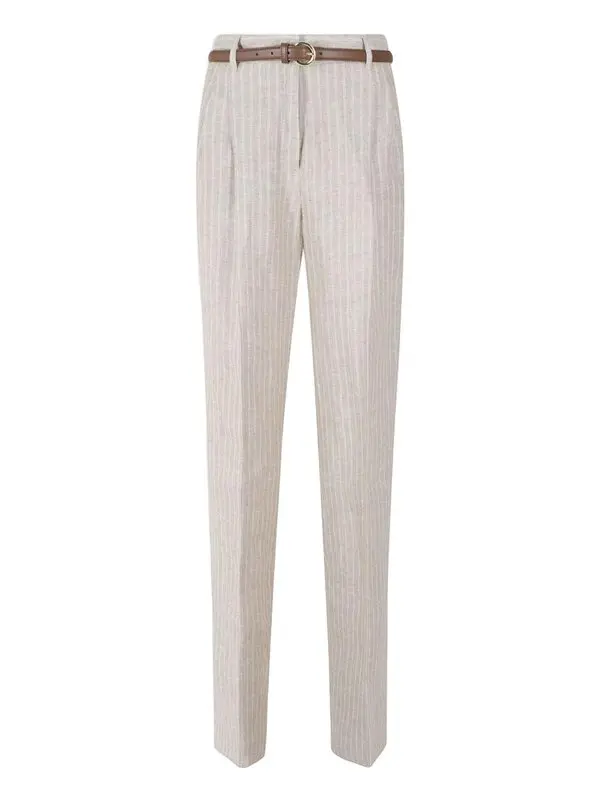 Max Mara Striped Linen Blend Trousers - Multicolor