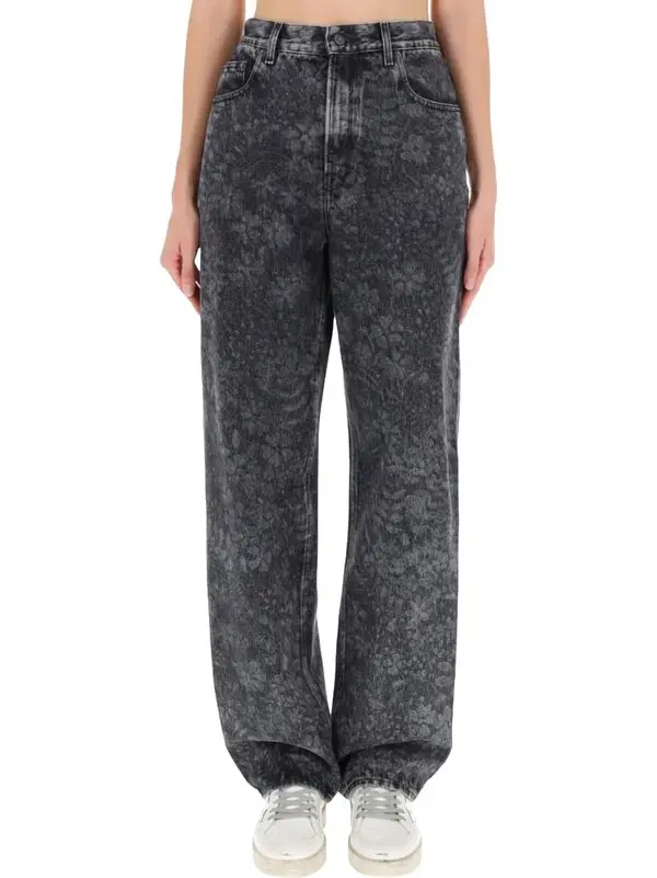 GOLDEN GOOSE Floral Pattern Denim Jeans - Black
