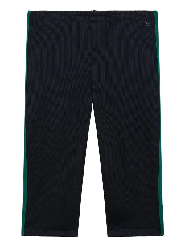 Gucci Ribbed Cotton Jersey Pants With Web Japan - Blue