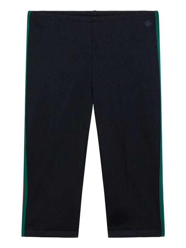Gucci Ribbed Cotton Jersey Pants With Web Detail - Blue