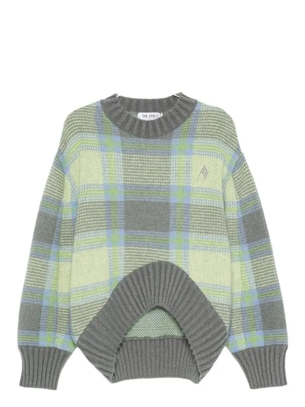Attico Checked Wool Crewneck Sweater - Multicolor