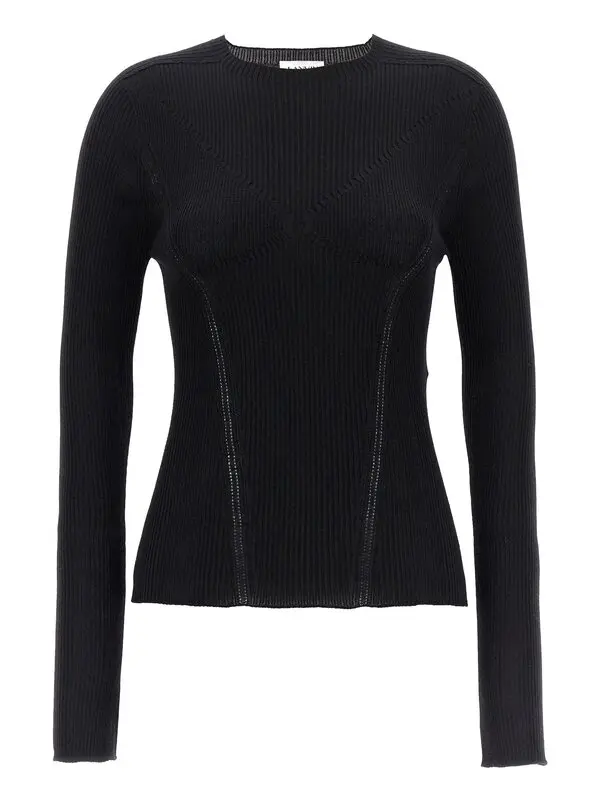LANVIN Cashmere Blend Ribbed Pullover - Black