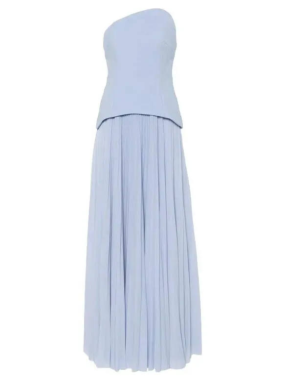 Solace London Pleated Peplum Evening Dress - Blue