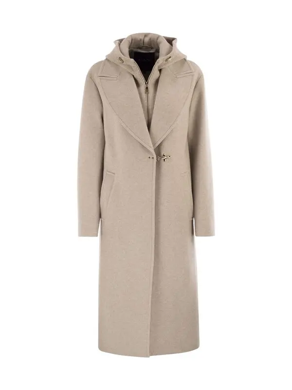 FAY Double Front Wool Jersey Coat - Multicolor