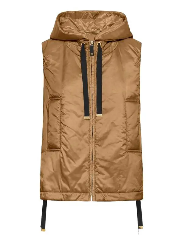 Max Mara Padded Vest With Hood In Waterproof Canvas - Multicolor