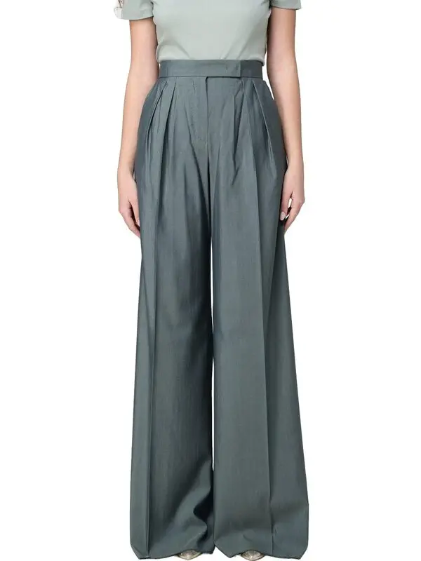 Max Mara Wide-leg Wool Blend Trousers - Green