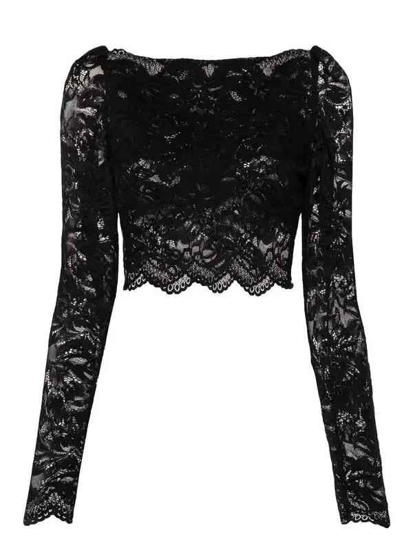 Rabanne Floral Lace Crop Top - Black