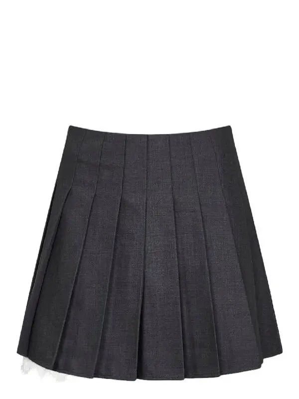 SELF-PORTRAIT Wool Blend Pleated Mini Skirt - Multicolor