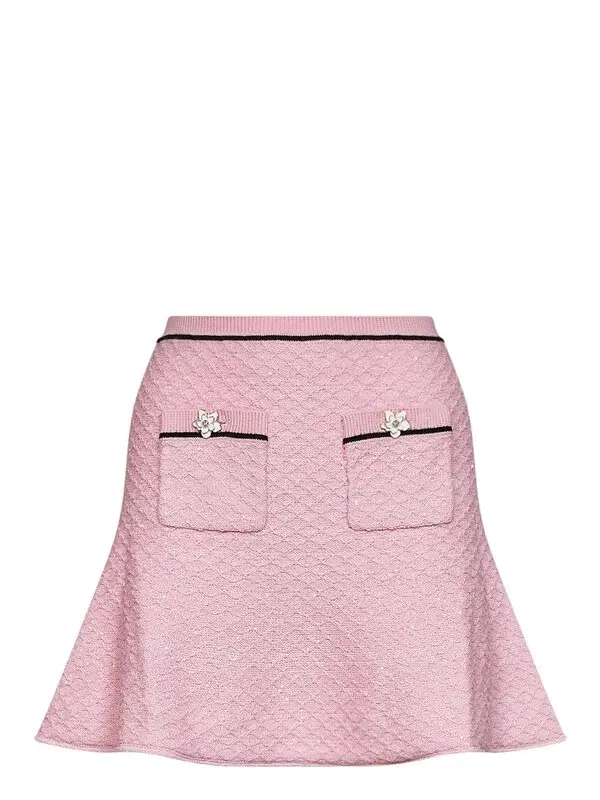 SELF-PORTRAIT Sequin Knit Flared Mini Skirt - Multicolor