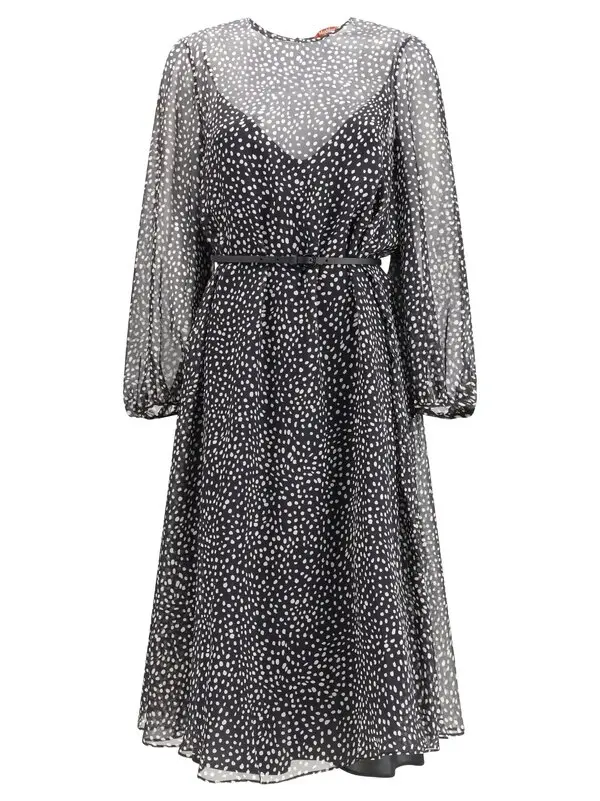 Max Mara Campo Silk Polka Dot Dress - Black