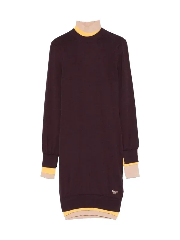 Fendi Long Sleeve Knit Dress - Multicolor