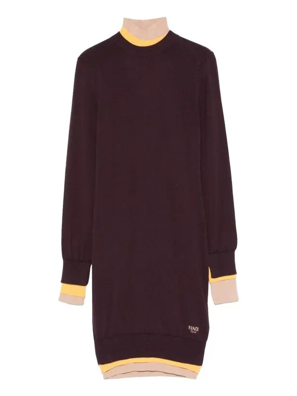 Fendi Long Sleeve Knit Dress - Multicolor