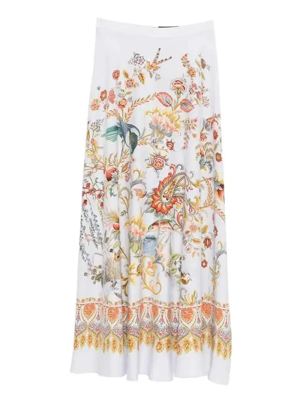 Etro Silk Floral Print Semi-circle Skirt - Multicolor