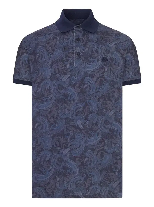 Etro Cotton Piqué Polo Shirt With Paisley Print - Blue