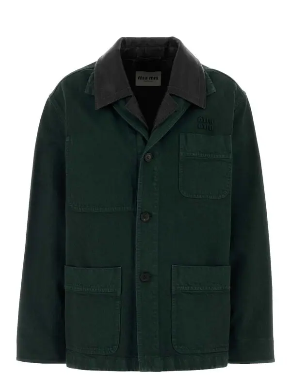 Miu Miu Cotton Jacket With Logo - Multicolor