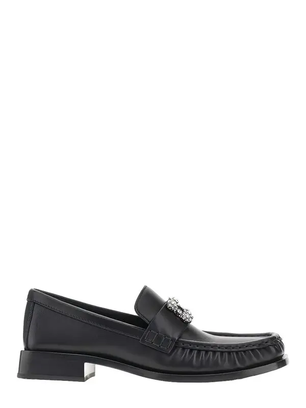 ROGER VIVIER Viv Moc Strass Leather Loafers - Multicolor