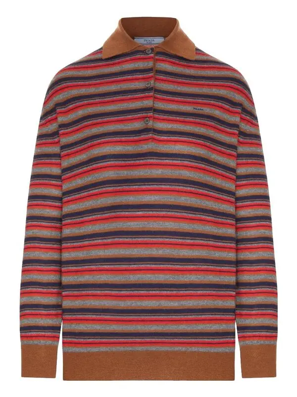 Prada Striped Cashmere Polo Shirt - Multicolor