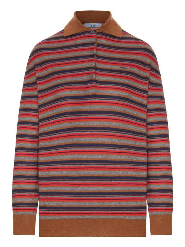 Prada Striped Cashmere Polo Shirt - Multicolor