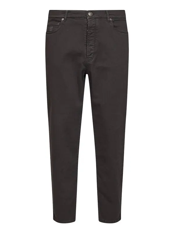 Brunello Cucinelli Dark Brown Garment-dyed Lightweight Comfort Denim Iconic Fit Jeans - Multicolor