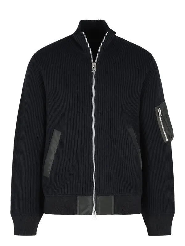 Sacai Wool Zip-up Sweater - Blue