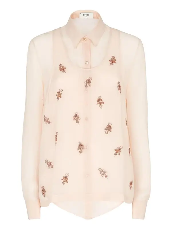 Fendi Silk Georgette Embellished Blouse - Multicolor