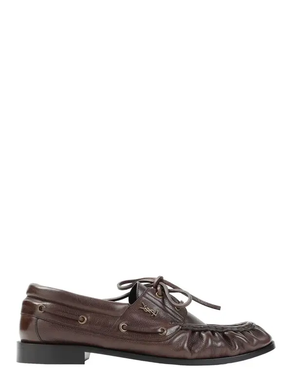 Saint Laurent Le Loafer Bateau In Smooth Leather - Brown