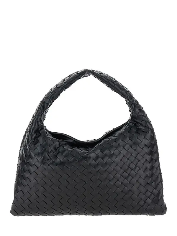Bottega Veneta Hop Woven Leather Bag - Black