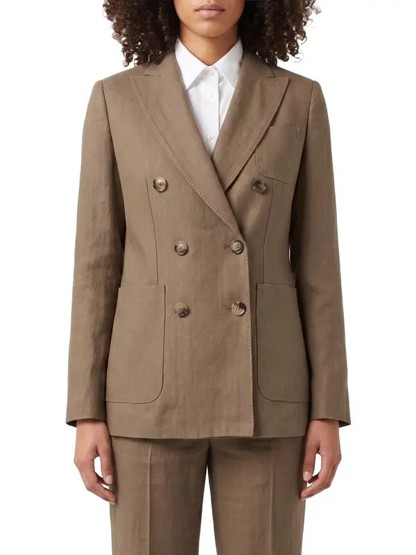Max Mara Double-breasted Hemp Blazer - Brown