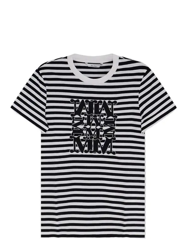 Max Mara Cotton T-shirt With Front Embroidery - Multicolor