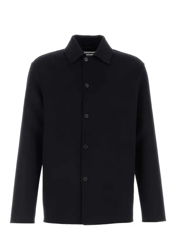 JIL SANDER Midnight Wool Blend Shirt - Blue