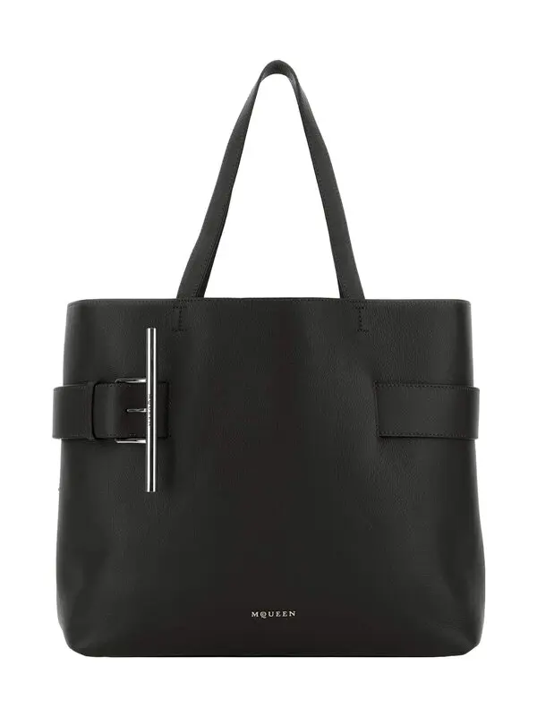 Alexander McQueen Leather T-bar Shopping Bag - Black