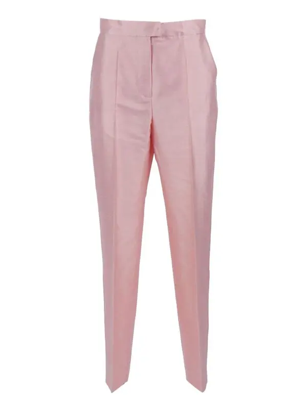 Max Mara Slim Fit Silk Trousers - Pink