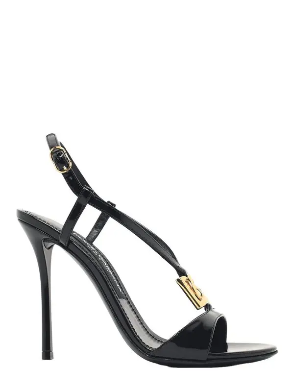 Dolce & Gabbana Patent Leather Dg Logo Sandals - Black
