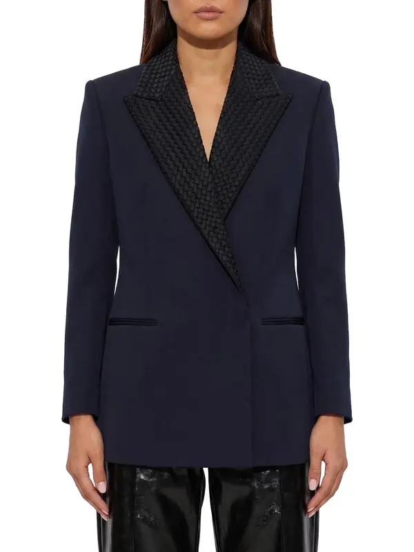 Bottega Veneta Merino Wool Double Breasted Blazer - Blue
