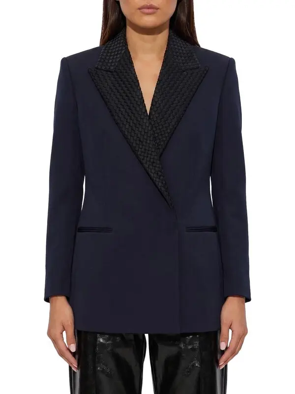 Bottega Veneta Merino Wool Double Breasted Blazer - Blue
