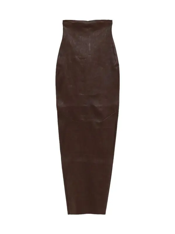 Rick Owens Leather Long Skirt - Multicolor